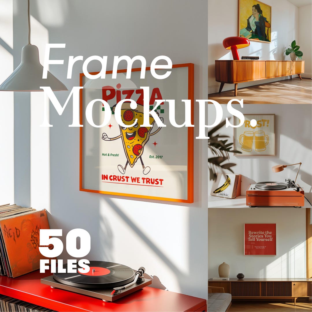 50 Square Frame Mockups Bundle, Unique Interior Templates, Retro ...