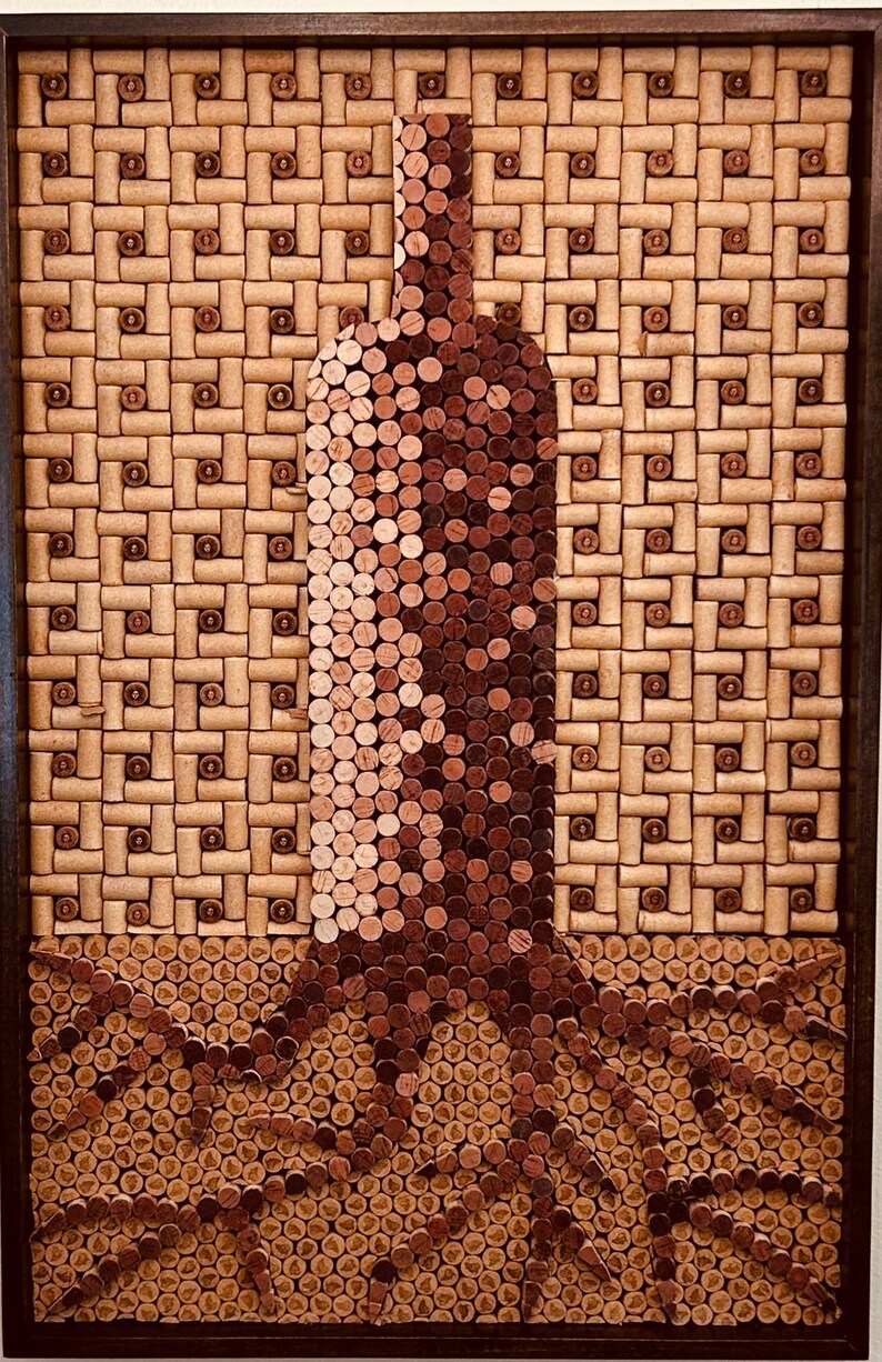 Recycled Wine Cork Abstract Wine Bottle Roots Framed Art Wall Hanging ...