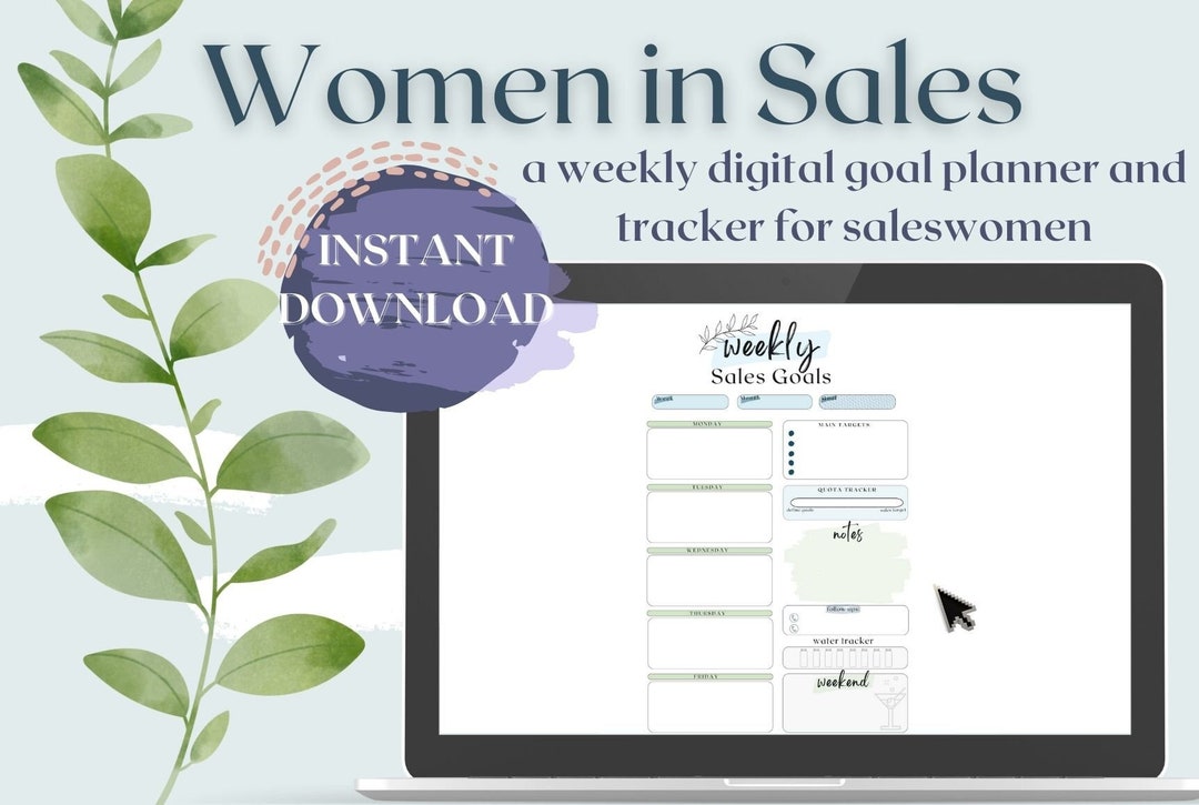 Women in Sales Weekly Sales Goal Planner and Tracker, Organizational ...