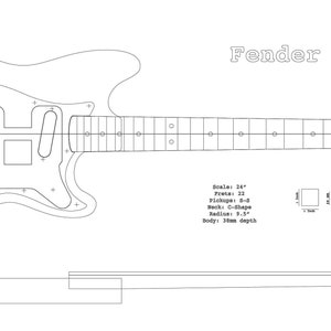 Fender Duo Sonic Guitar Plans Svg/pdf/dxf/crv/crv3d File Vectric Aspire ...