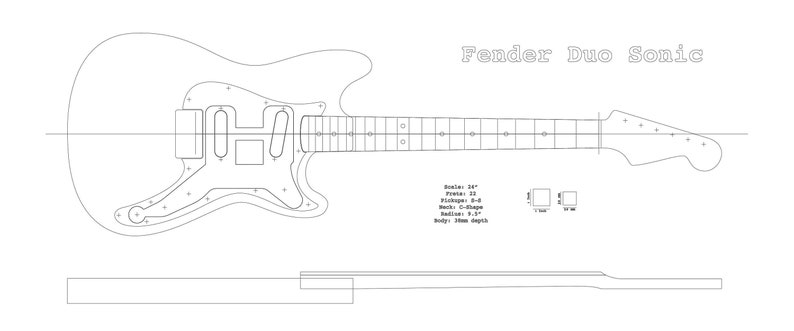 Fender Duo Sonic Guitar Plans Svg/pdf/dxf/crv/crv3d File Vectric Aspire ...