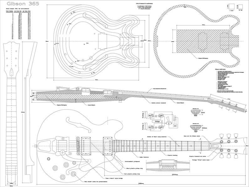 Gibson 365 Guitar Plans / Files. Svg/pdf/crv/crv3d - Etsy