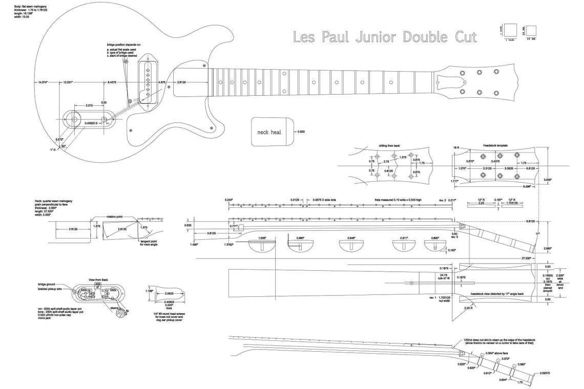 Gibson Les Paul Jnr Double Cut Plans/files Svg/dxf/pdf/crv/crv3d - Etsy