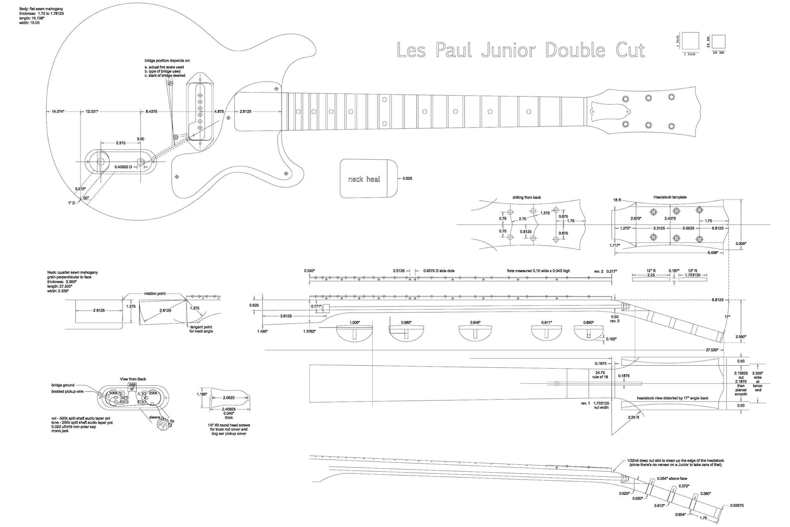 Gibson Les Paul Jnr Double Cut Plans/files Svg/dxf/pdf/crv/crv3d - Etsy