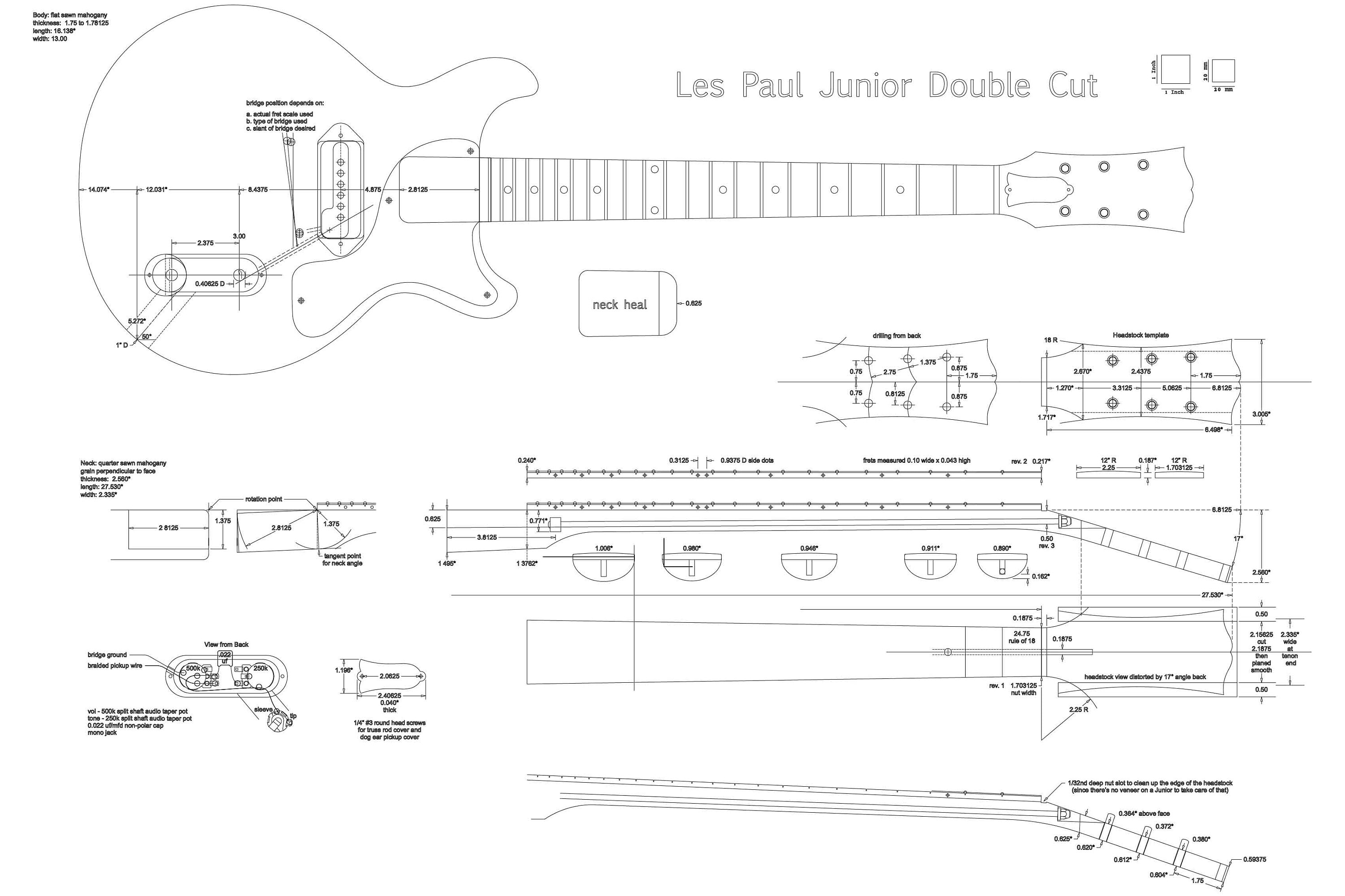 Gibson Les Paul Jnr Double Cut Plans/files Svg/dxf/pdf/crv/crv3d - Etsy