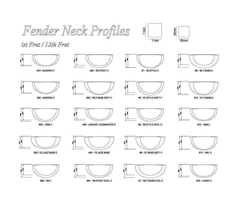 Fender Neck Profiles File Dxf, Svg, Crv, Pdf, Crv3d Vcarve Vectric ...