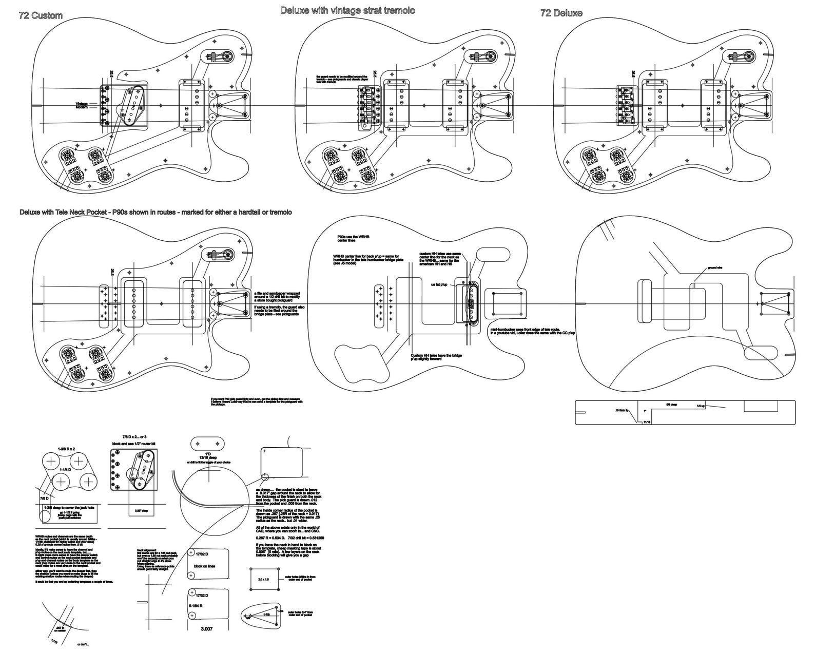 6 X Thinline Telecaster Guitar Body Plans Vector in Svg, Pdf, Ai and ...