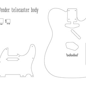1952 Fender Telecaster Body and Pickguard Plan Svg, Pdf, Dxf, Crv ...