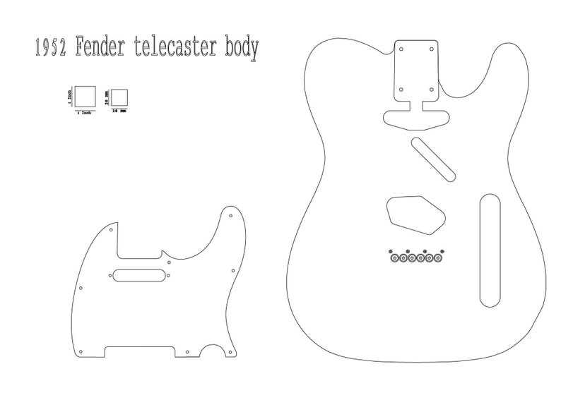1952 Fender Telecaster Body and Pickguard Plan Svg, Pdf, Dxf, Crv ...