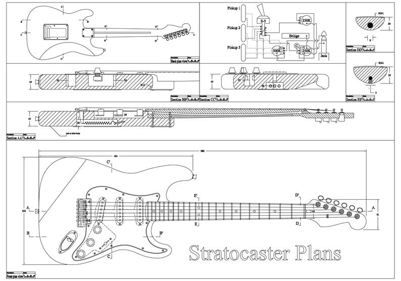 Stratocasterl Style Guitar Plans Vector in Svg, Pdf, Dfx, Ai and Jpg ...