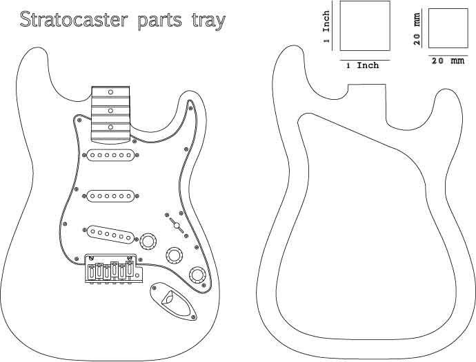 Fender Stratocaster Parts / Pick Tray SVG DXF PDF Crv Crv3d Files Cnc ...