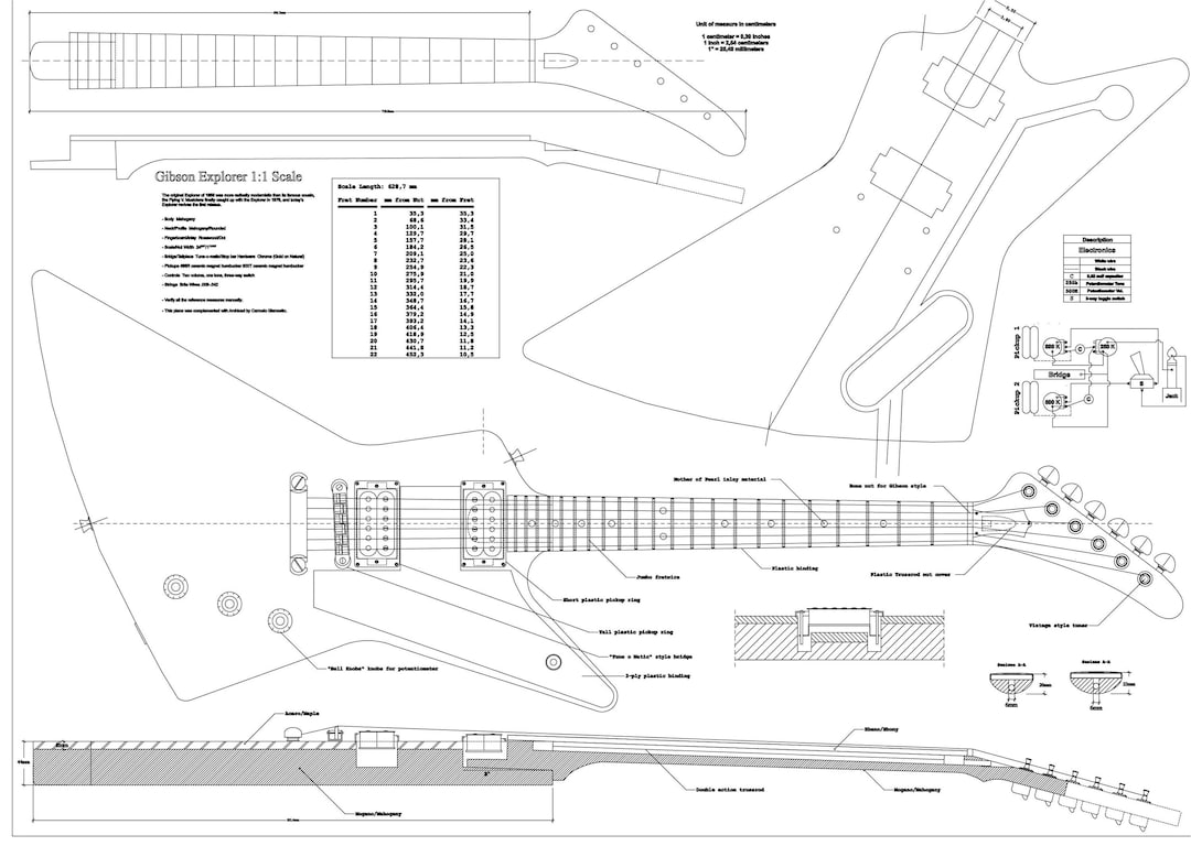Gibson Explorer Style Guitar Plans Vector in Svg, Pdf, Dxf, Ai and Jpg ...