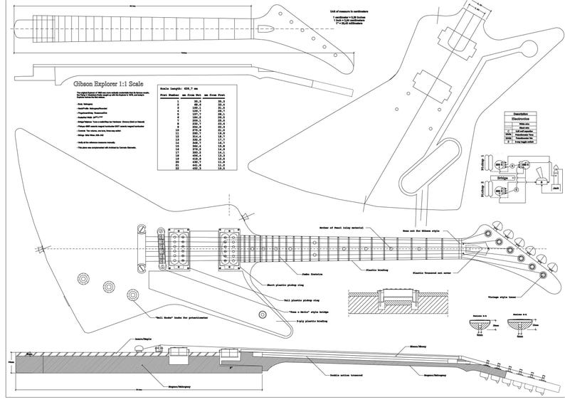 Gibson Explorer Style Guitar Plans Vector in Svg, Pdf, Dxf, Ai and Jpg ...