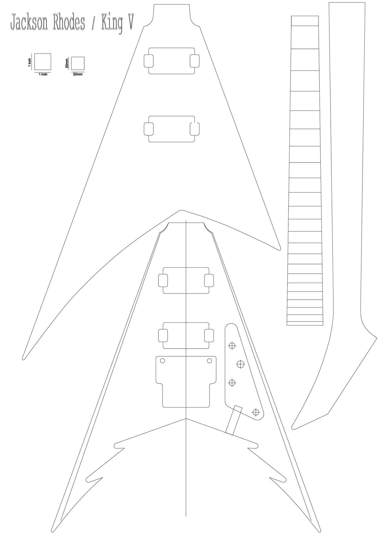 Jackson Rhoads Guitar Plans File Svg, Dxf and Pdf for Print / Template ...