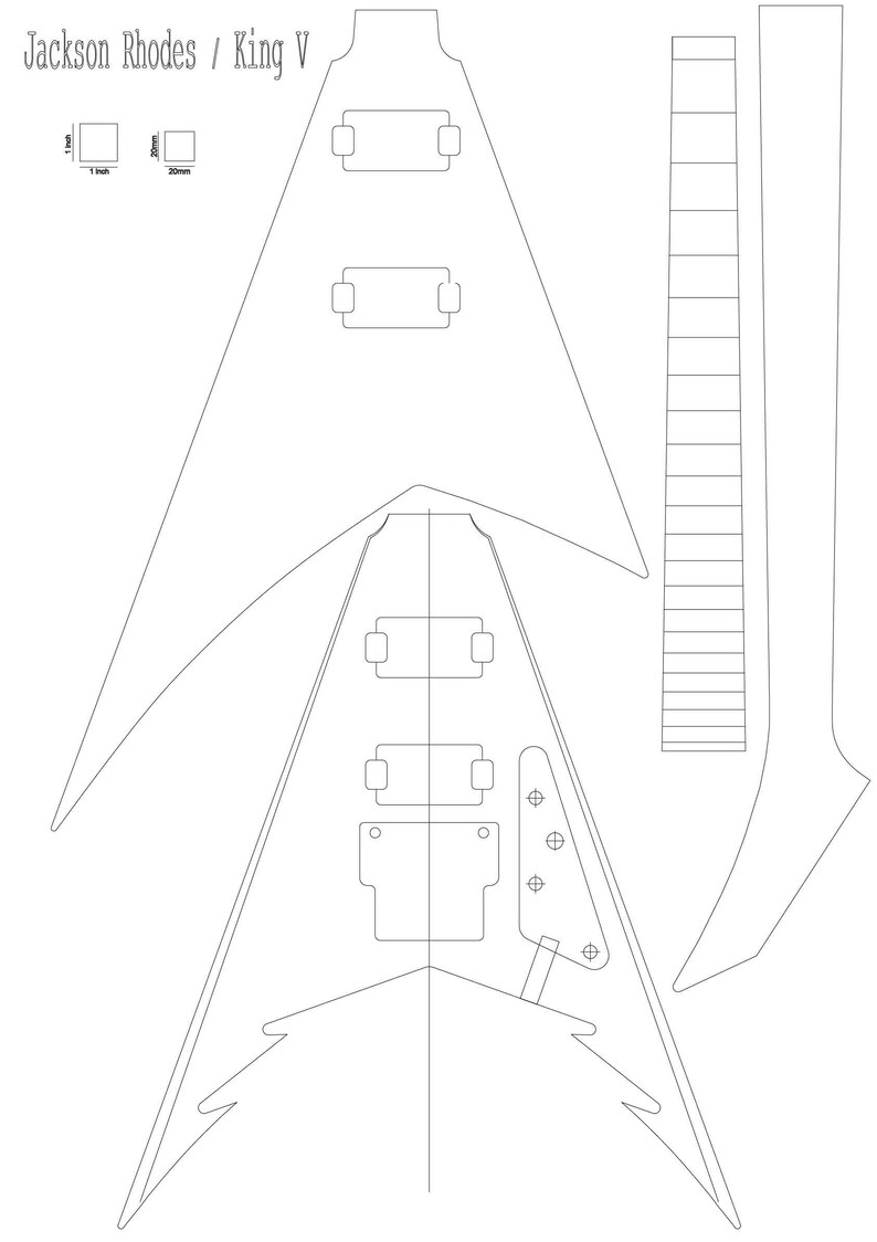 Jackson Rhoads Guitar Plans File Svg, Dxf and Pdf for Print / Template ...