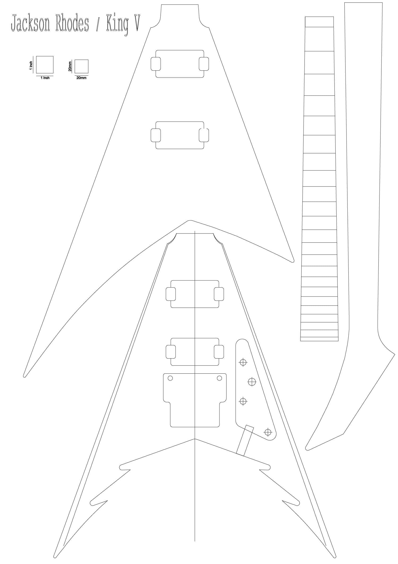 Jackson Rhoads Guitar Plans File Svg, Dxf and Pdf for Print / Template ...