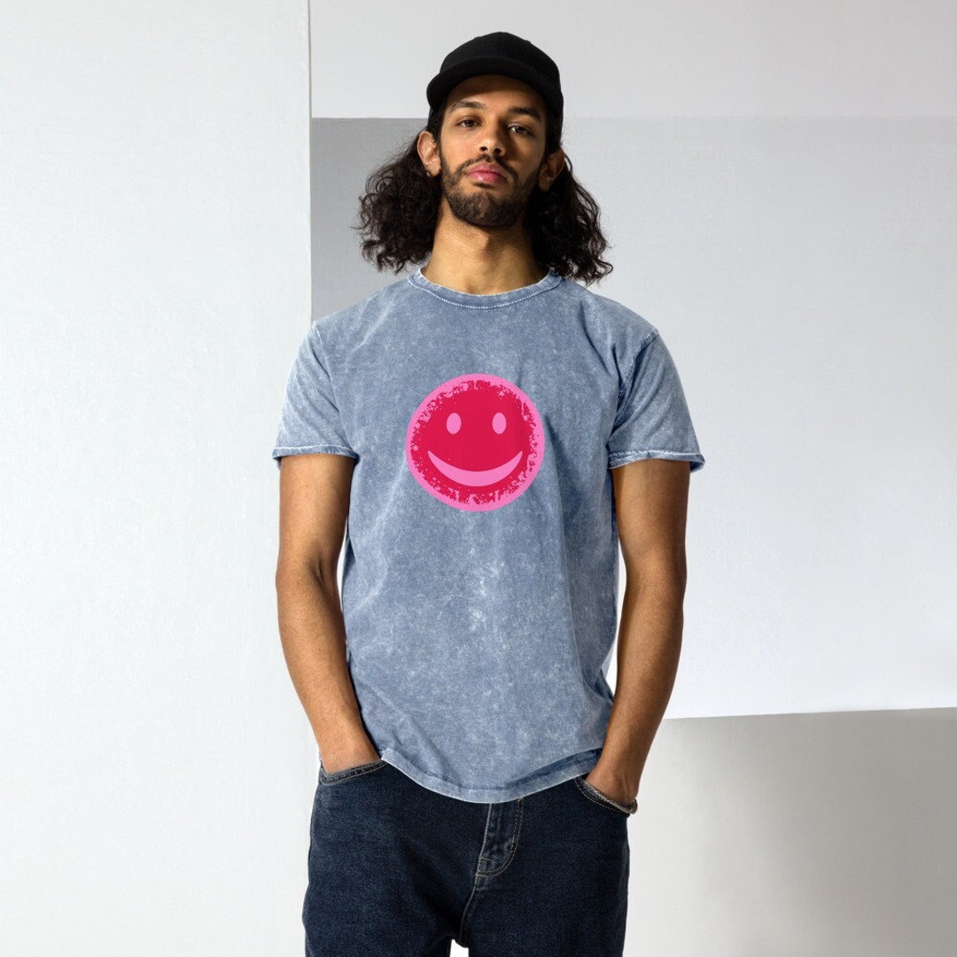 Smiley Denim T-shirt, Vintage Denim Shirt, Happy Face Denim, Smiley ...
