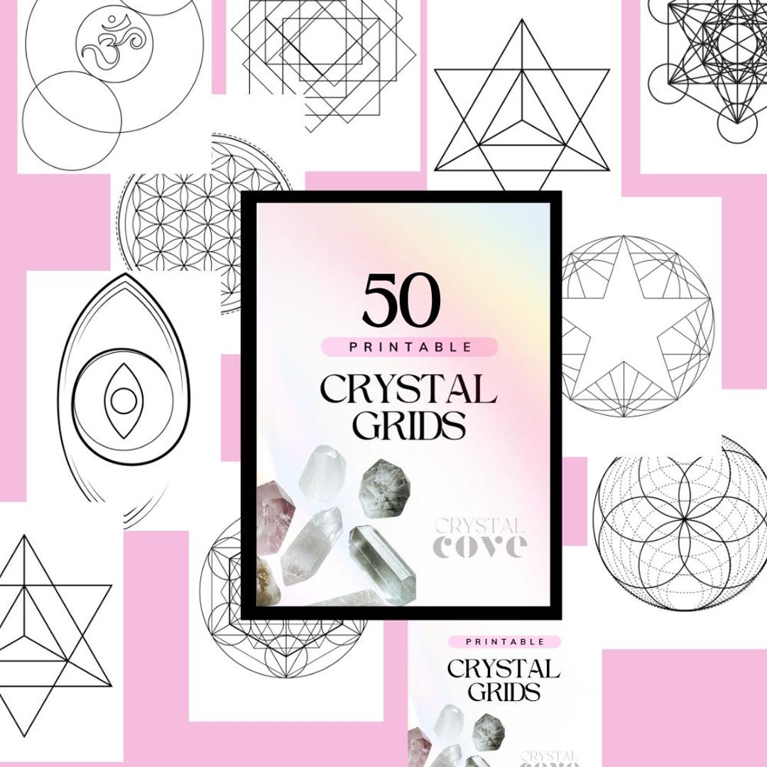 50 Printable Crystal Grid PDF | Sacred Geometry | Grimoire Pages | Book ...