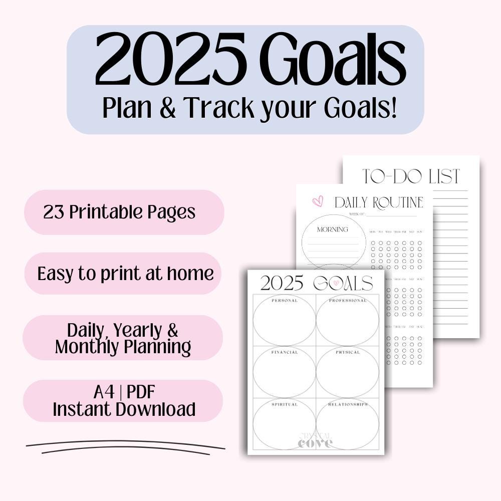 2025 Printable Planner Template | 2025 Goals List | Goal Planning ...