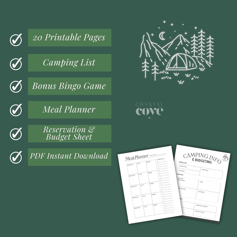 Camping Checklist, Meal Planner & Itinerary | What to Pack for Camping ...