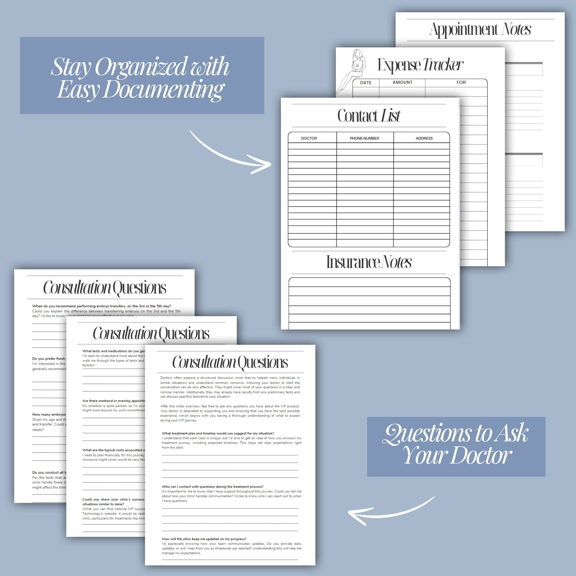 Digital IVF Planner for Fertility Treatment | Printable IVF Journal ...