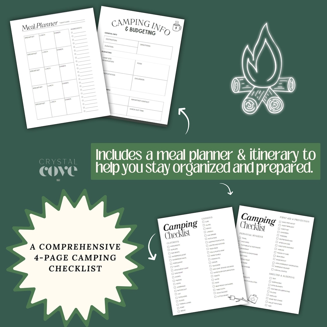 Camping Checklist, Meal Planner & Itinerary | What to Pack for Camping ...