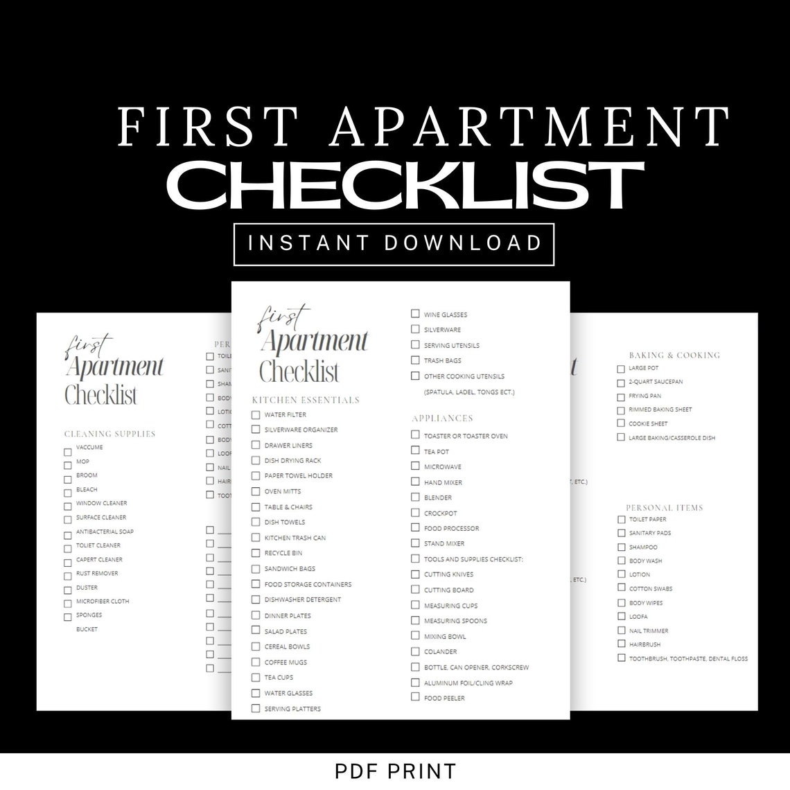 First Apartment Checklist for Moving | New Home Shopping Checklist ...