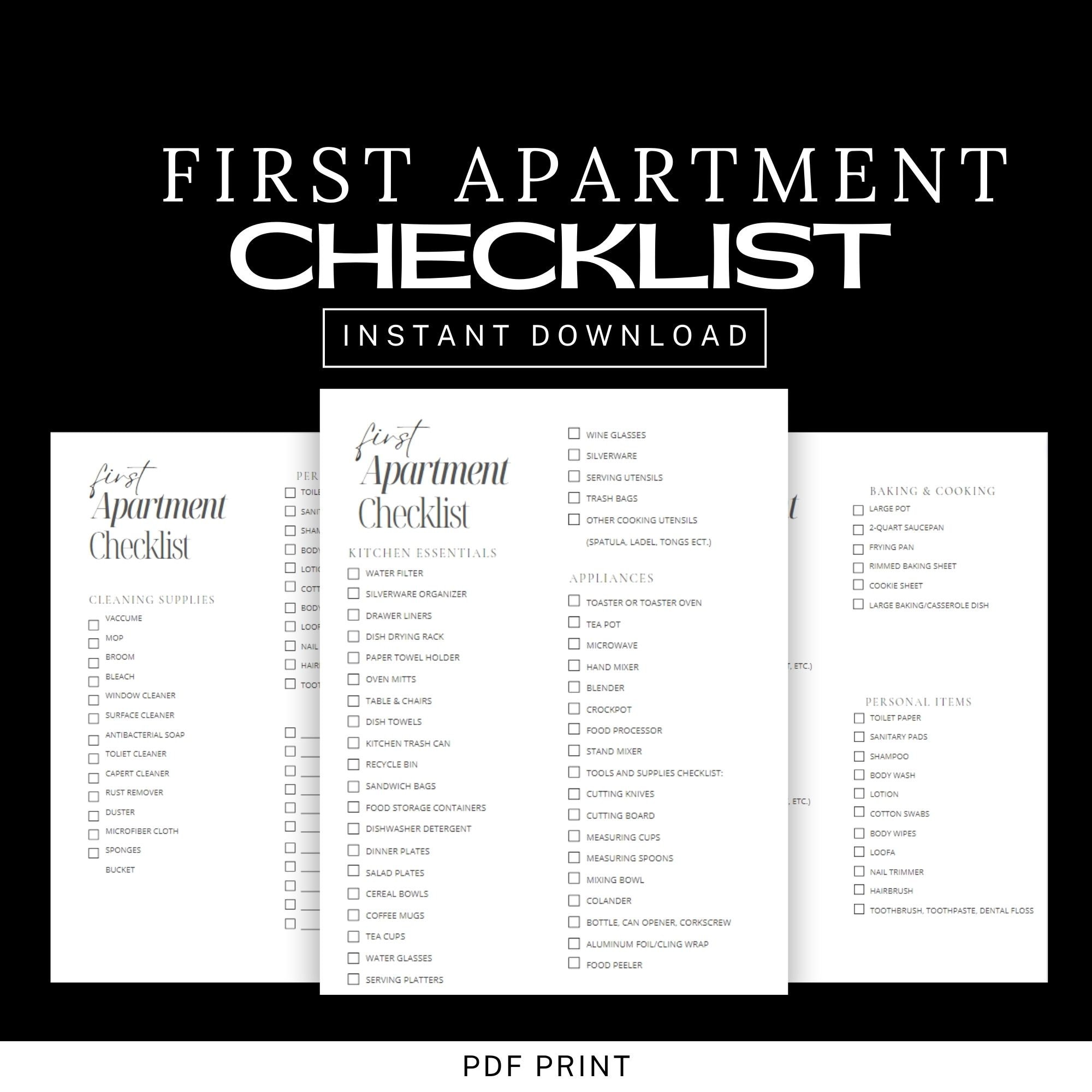 First Apartment Checklist for Moving | New Home Shopping Checklist ...