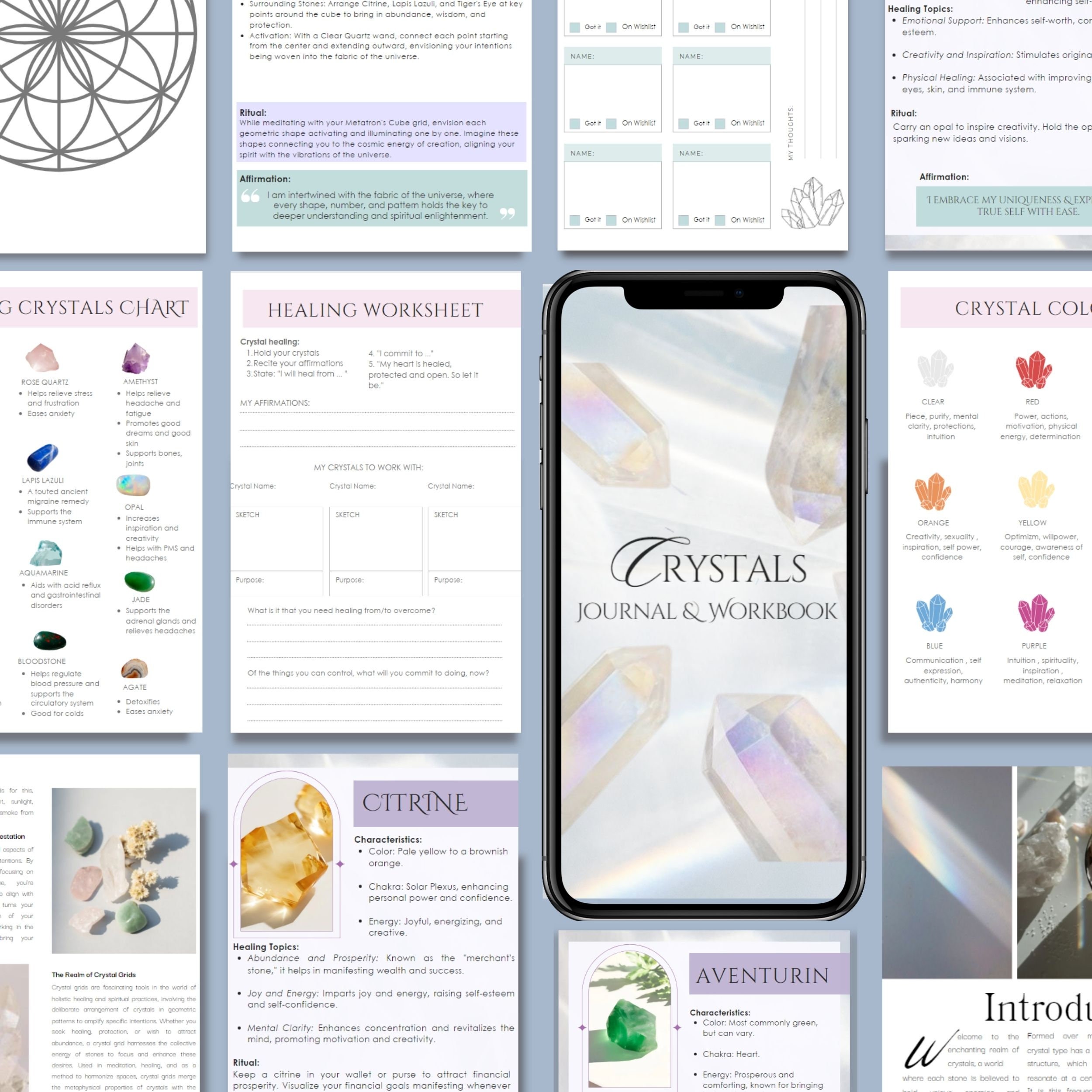 Crystal Guide Energy Healing Guide With Workbook Pages Digital Download ...