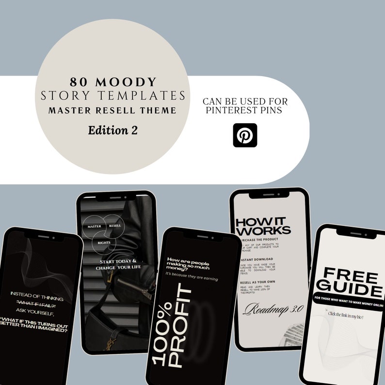 Faceless MRR Theme IG Templates & Story Slides for Social Media, Moody ...