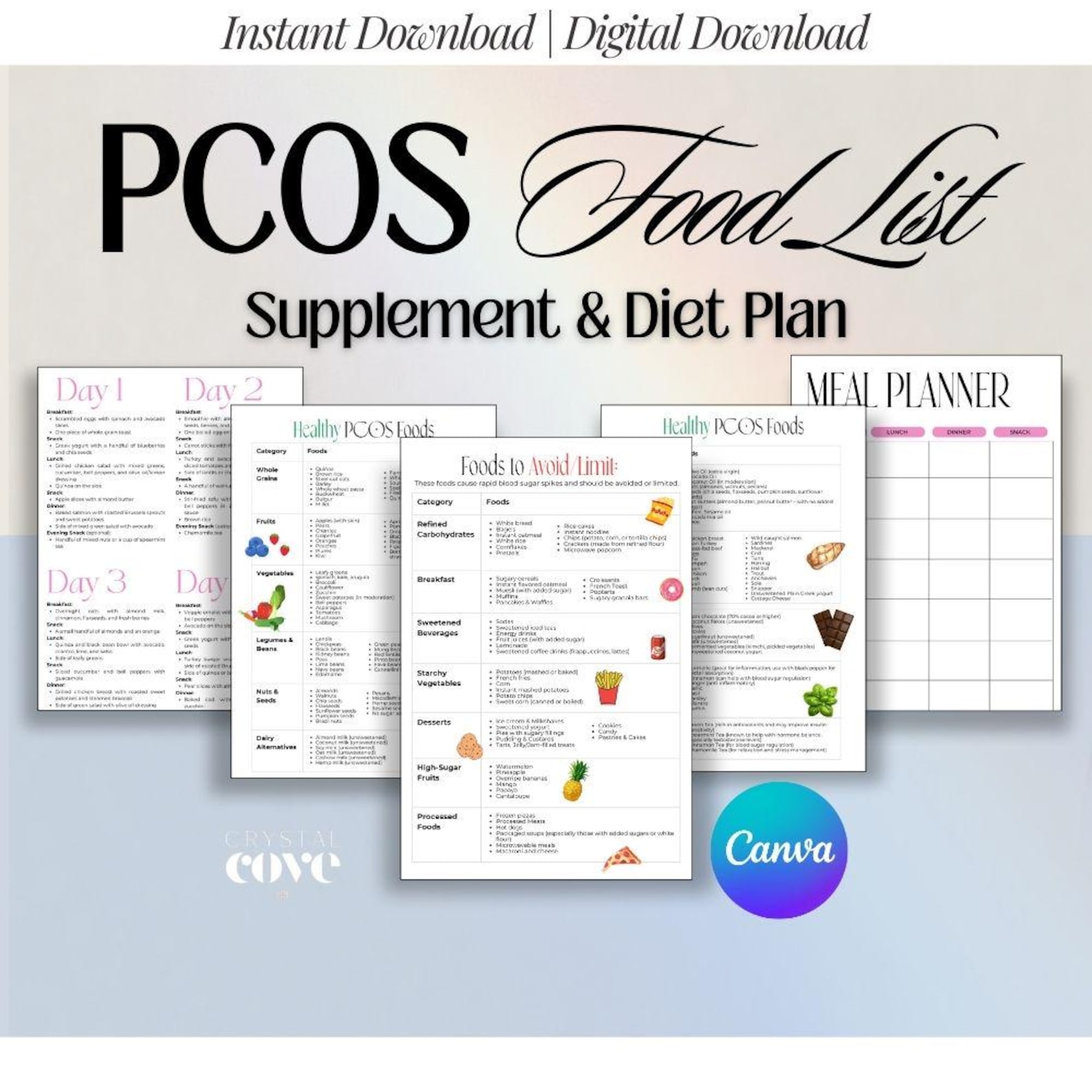 PCOS Food List & Diet Plan for Managing PCOS Weight Loss and Acne | Low ...