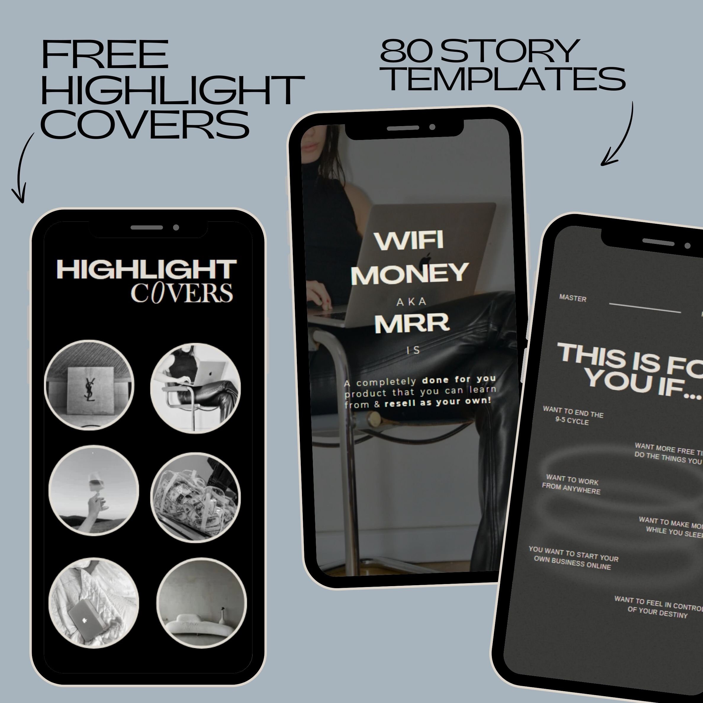 Faceless MRR Theme IG Templates & Story Slides for Social Media, Moody ...