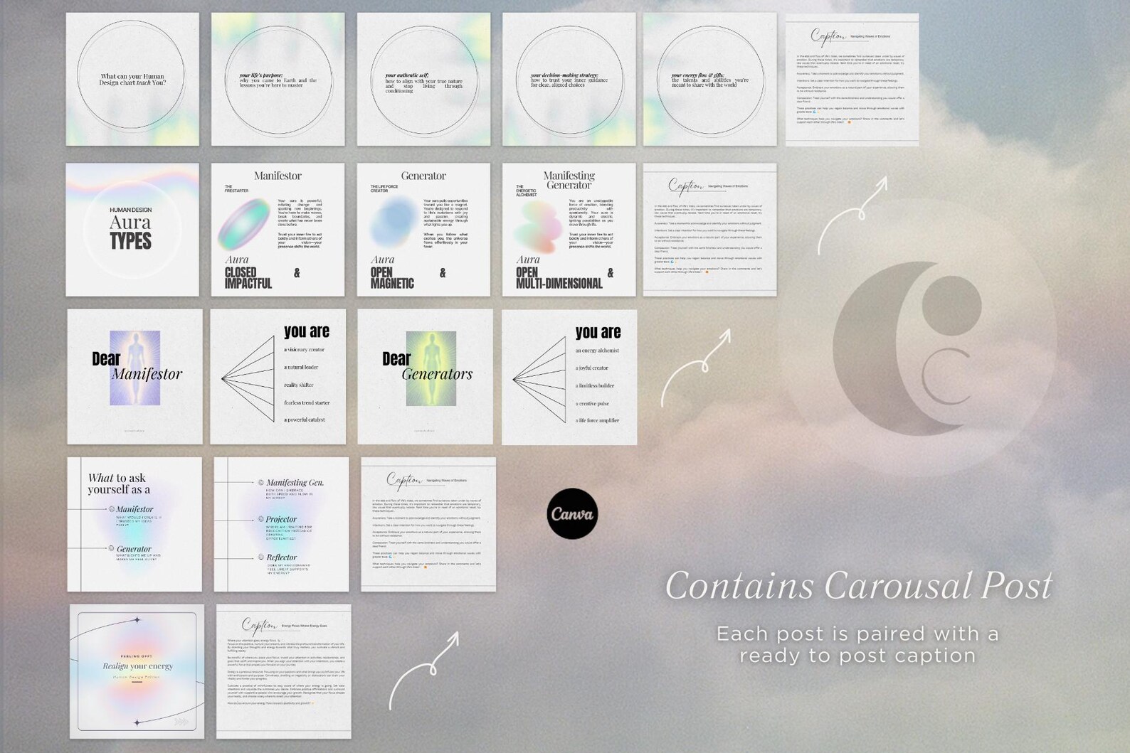 Spiritual Templates for Instagram | Human Design Coach, Editable Canva ...