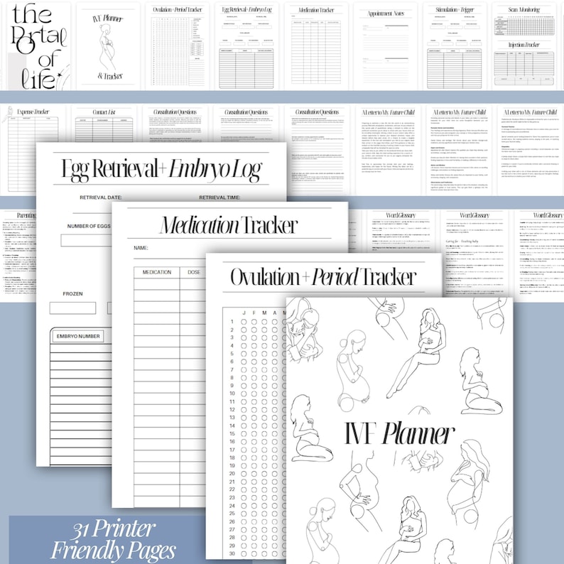 Digital IVF Planner for Fertility Treatment | Printable IVF Journal ...