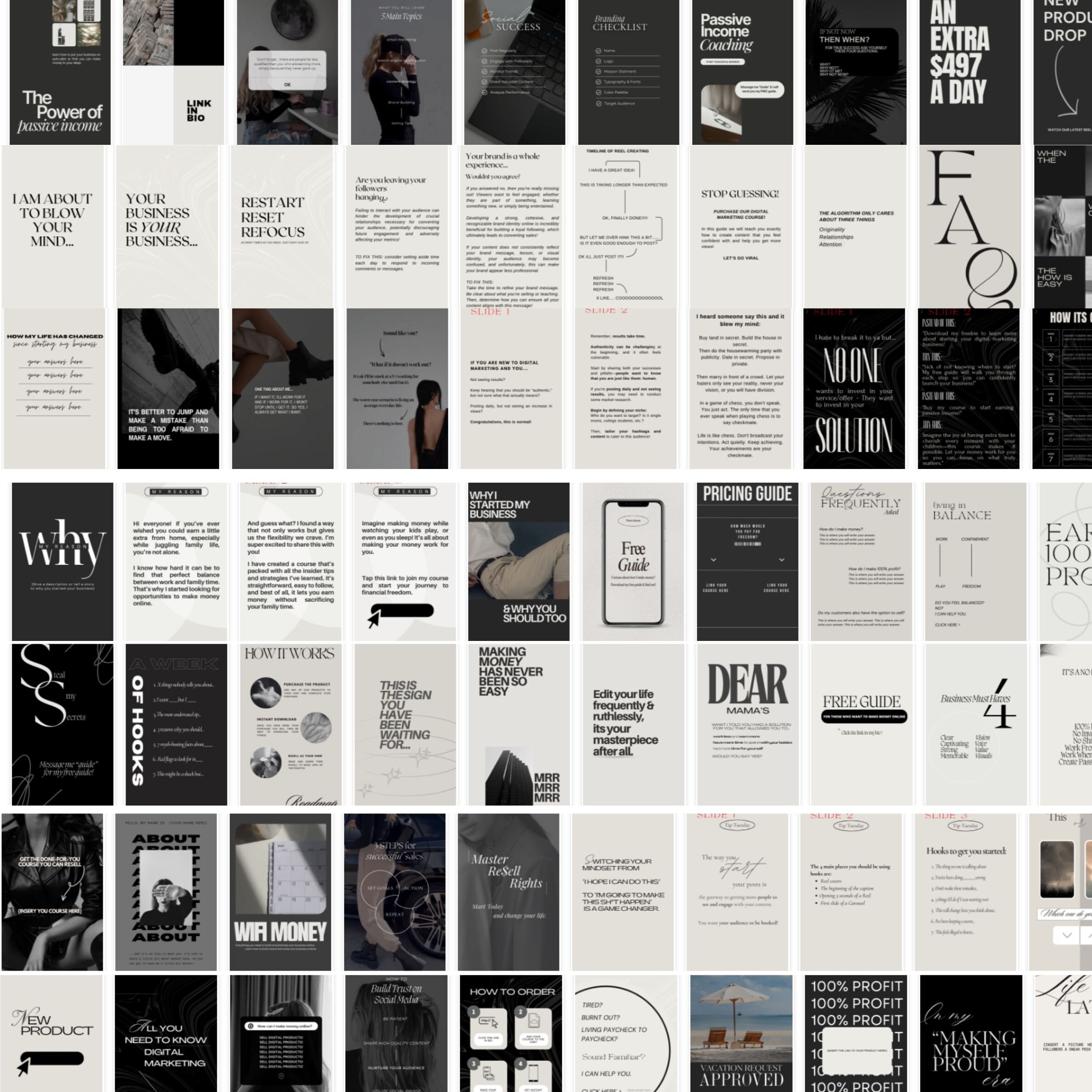 Moody Aesthetic Faceless Marketing Story Templates | MRR Theme IG ...