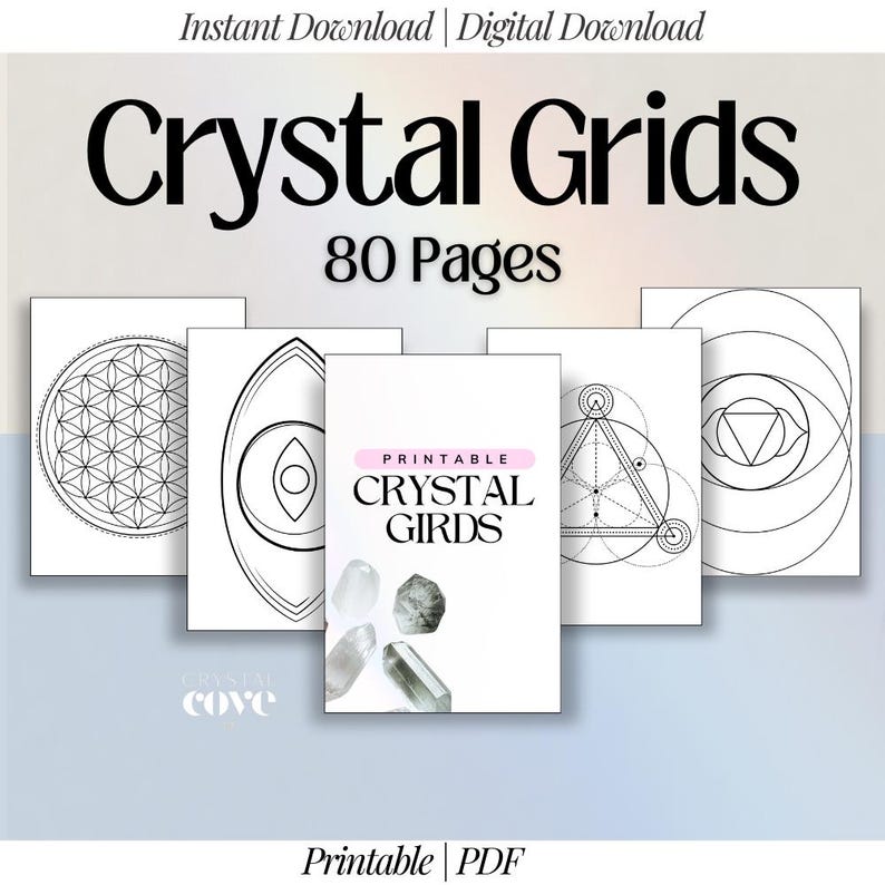 50 Printable Crystal Grid PDF | Sacred Geometry | Grimoire Pages | Book ...