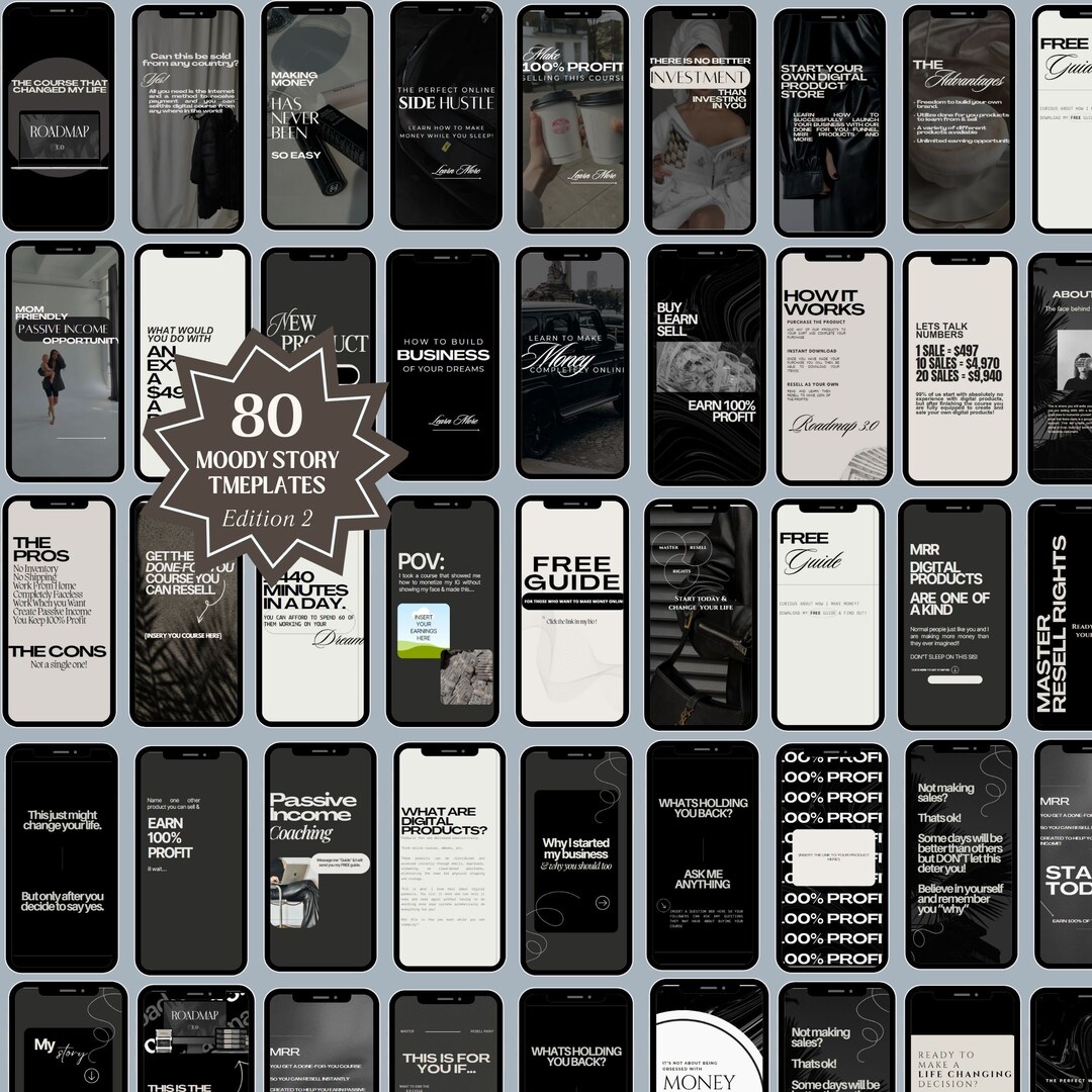 Moody Aesthetic Faceless Marketing Story Templates | MRR Theme IG ...