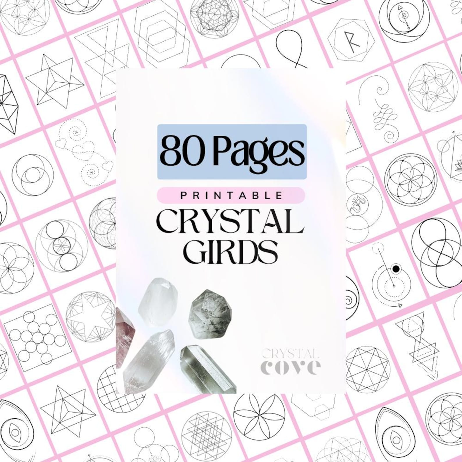 50 Printable Crystal Grid PDF | Sacred Geometry | Grimoire Pages | Book ...