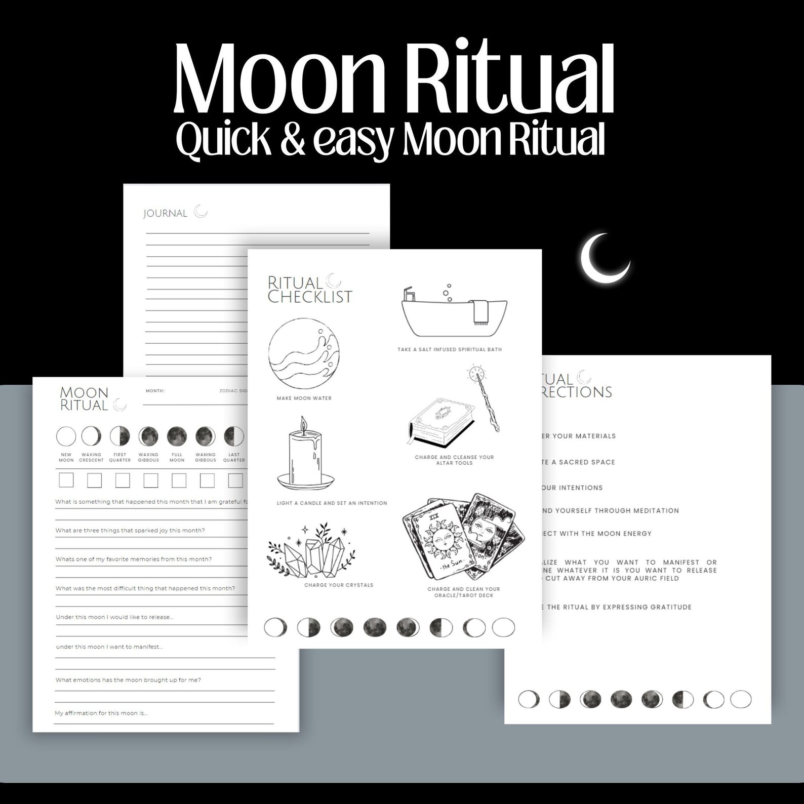 Printable Moon Ritual Journal Prompt Worksheet | Instant Download ...