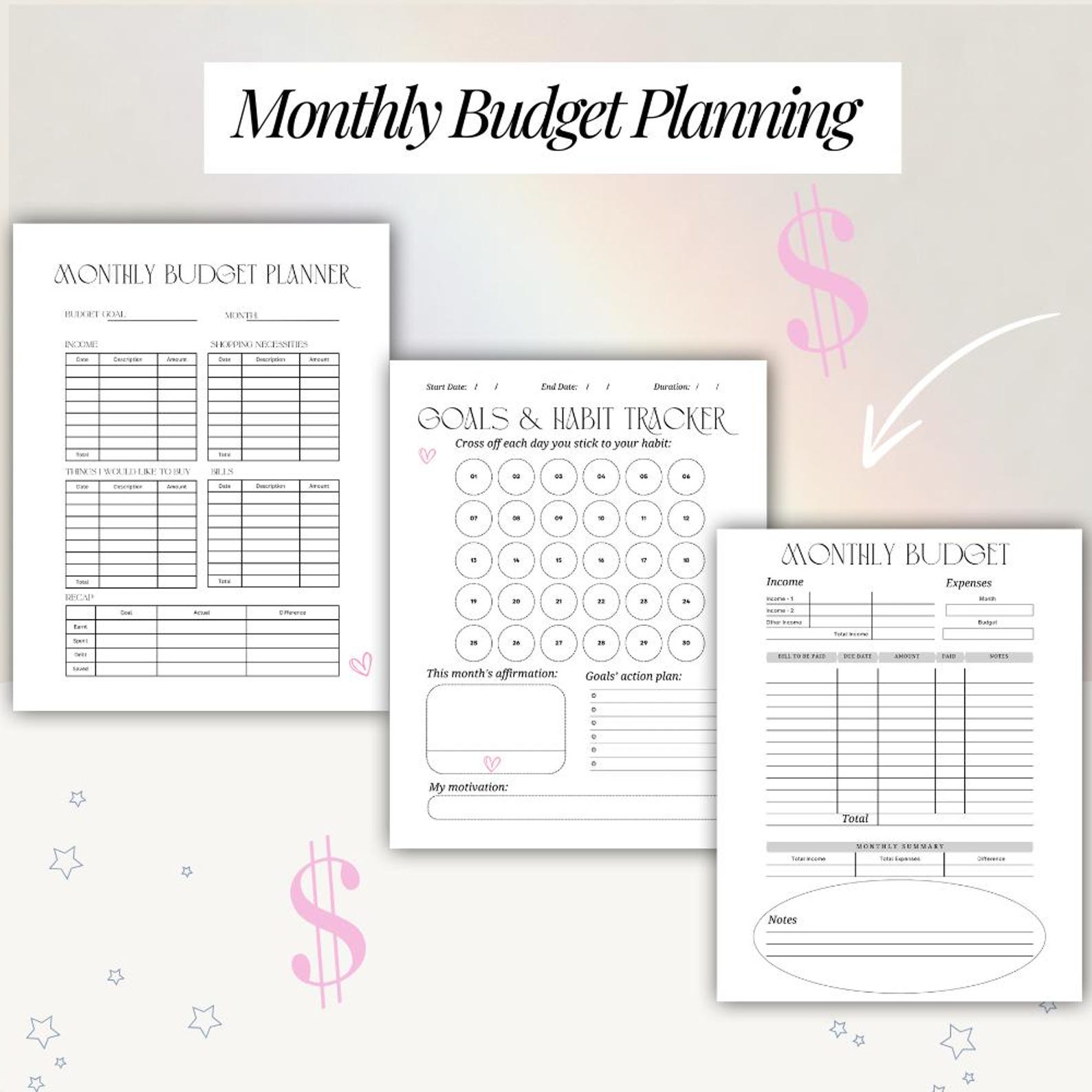 2025 Printable Planner Template | 2025 Goals List | Goal Planning ...