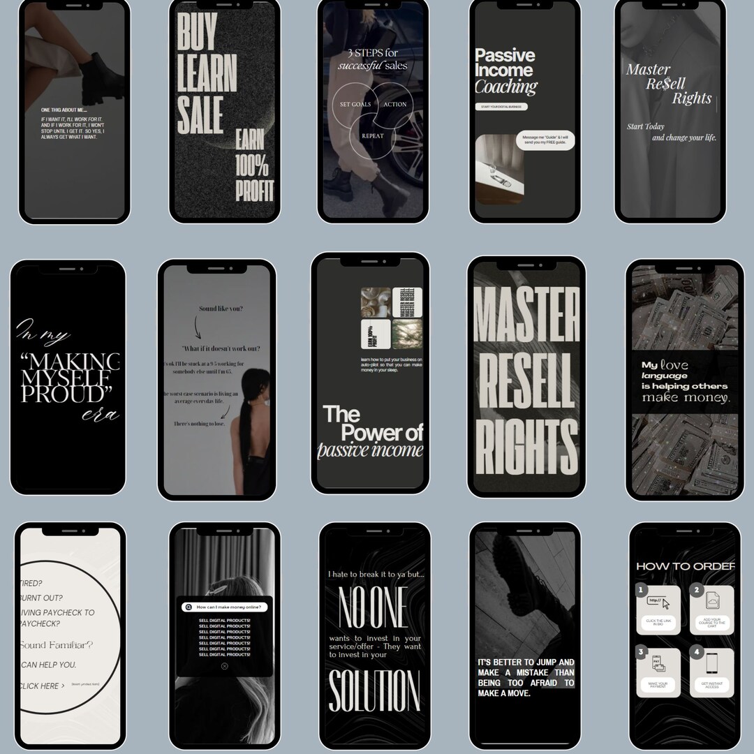 Moody Aesthetic Faceless Marketing Story Templates | MRR Theme IG ...