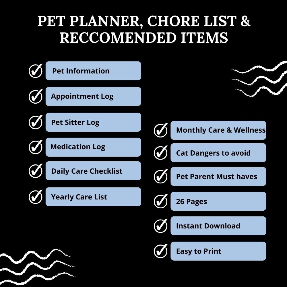 Printable Cat Planner, Cat Care Guide | Pet Planner for Pet Parents ...