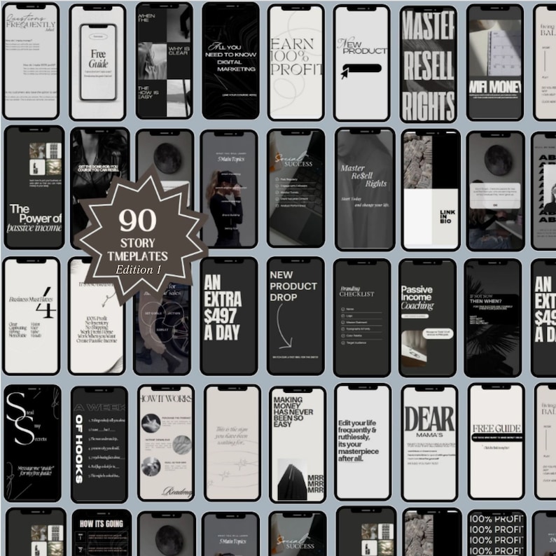 Moody Aesthetic Faceless Marketing Story Templates | MRR Theme IG ...