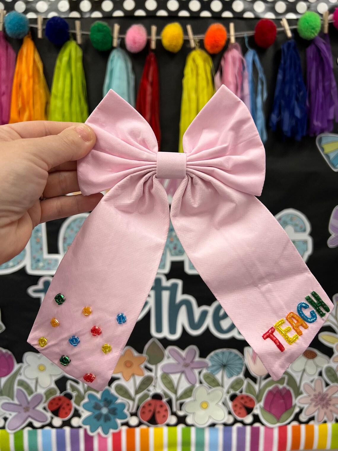 School & Teacher Themed Hand Beaded Clip on Bows - Etsy