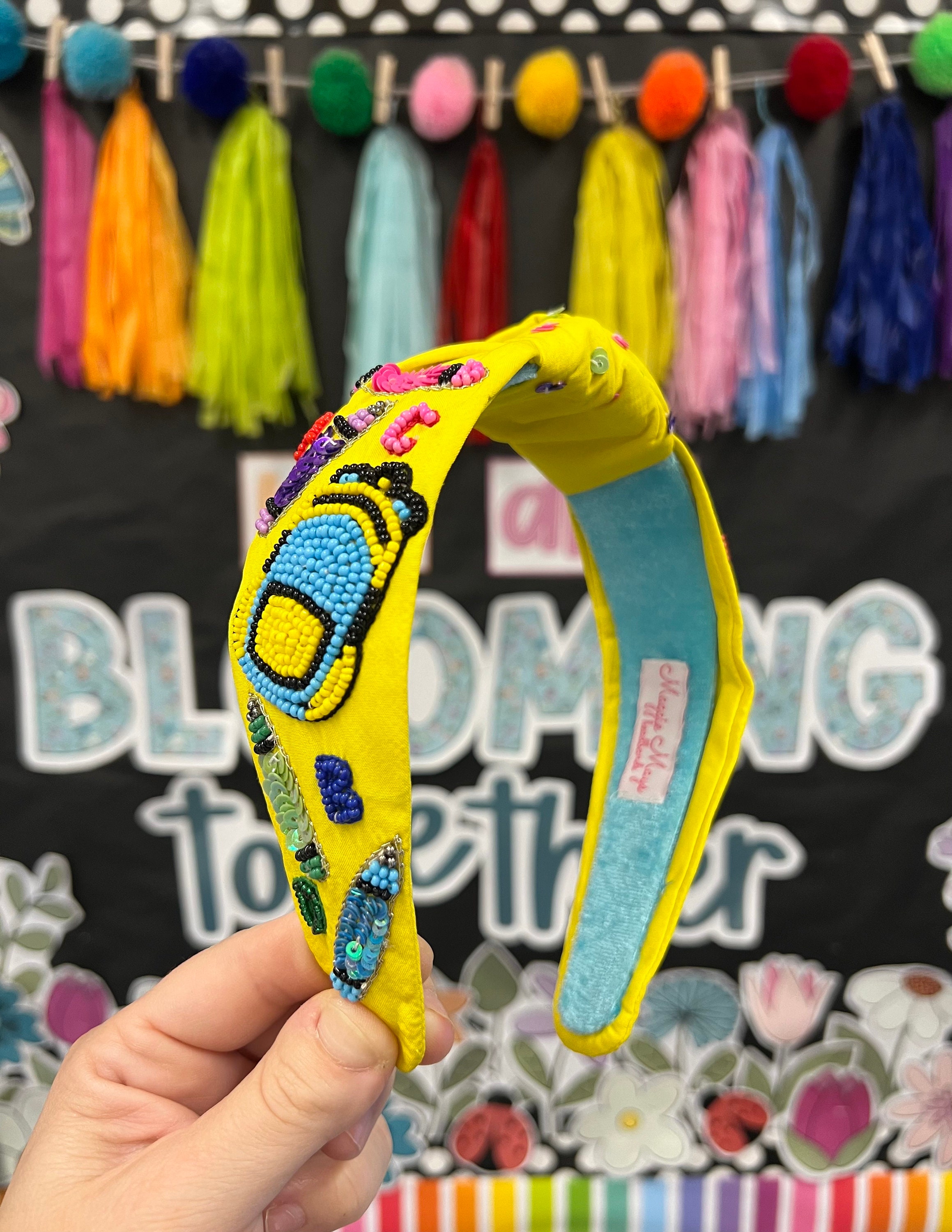 School Backpack, Pencils and Abcs Hand Beaded Headband Teacher & School ...