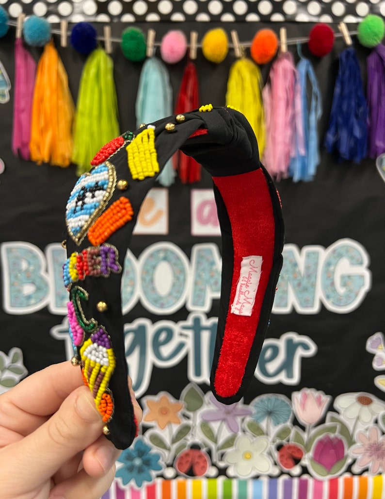 A, Apple, Teacher, Pencil, and Abcs Hand Beaded Headband Teacher ...