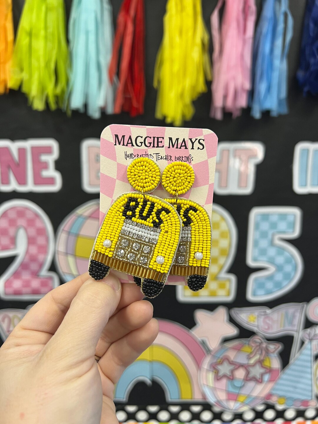 School Bus School & Teacher Themed Hand Beaded Earrings - Etsy