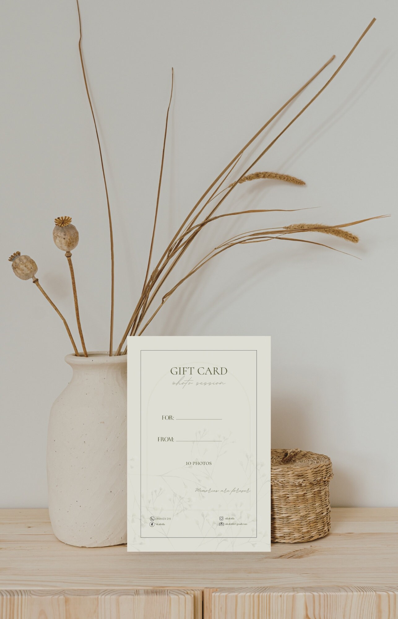 Editable Printable Photography Gift Card Thank You Card Pricing ...