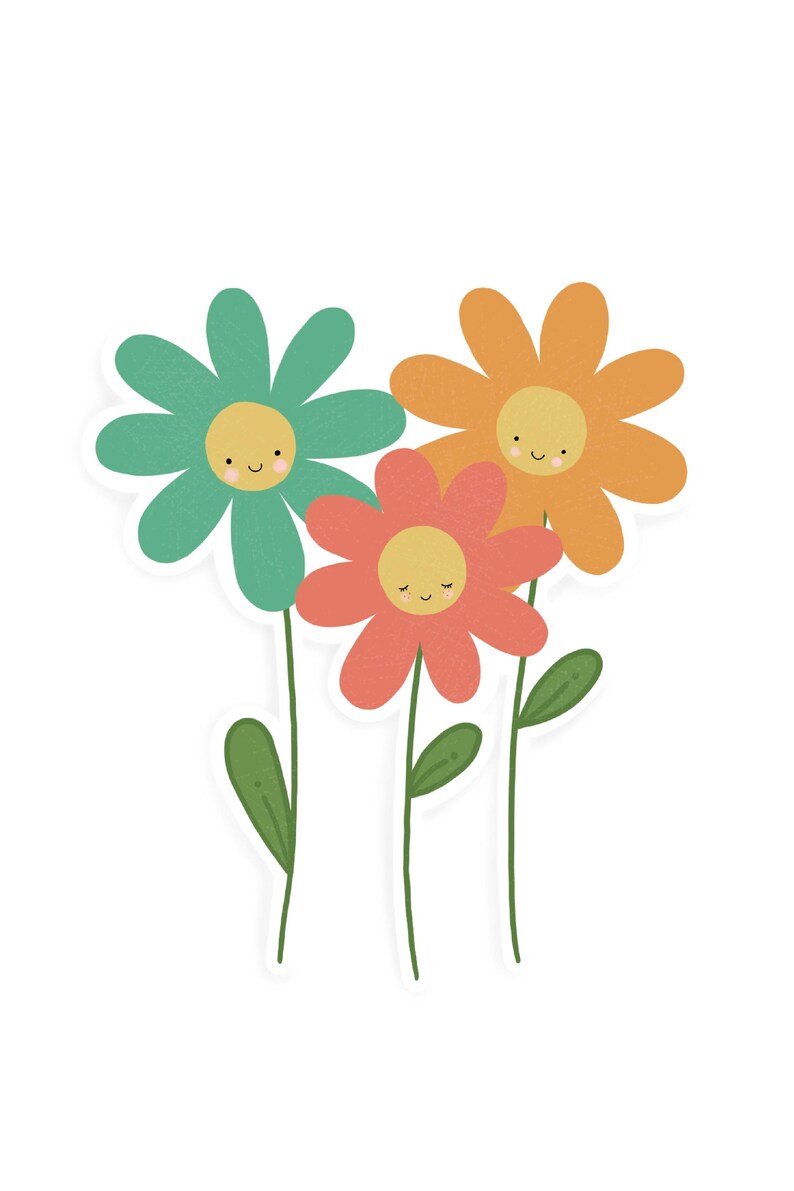 Happy Flowers Trio Vinyl Sticker - Etsy
