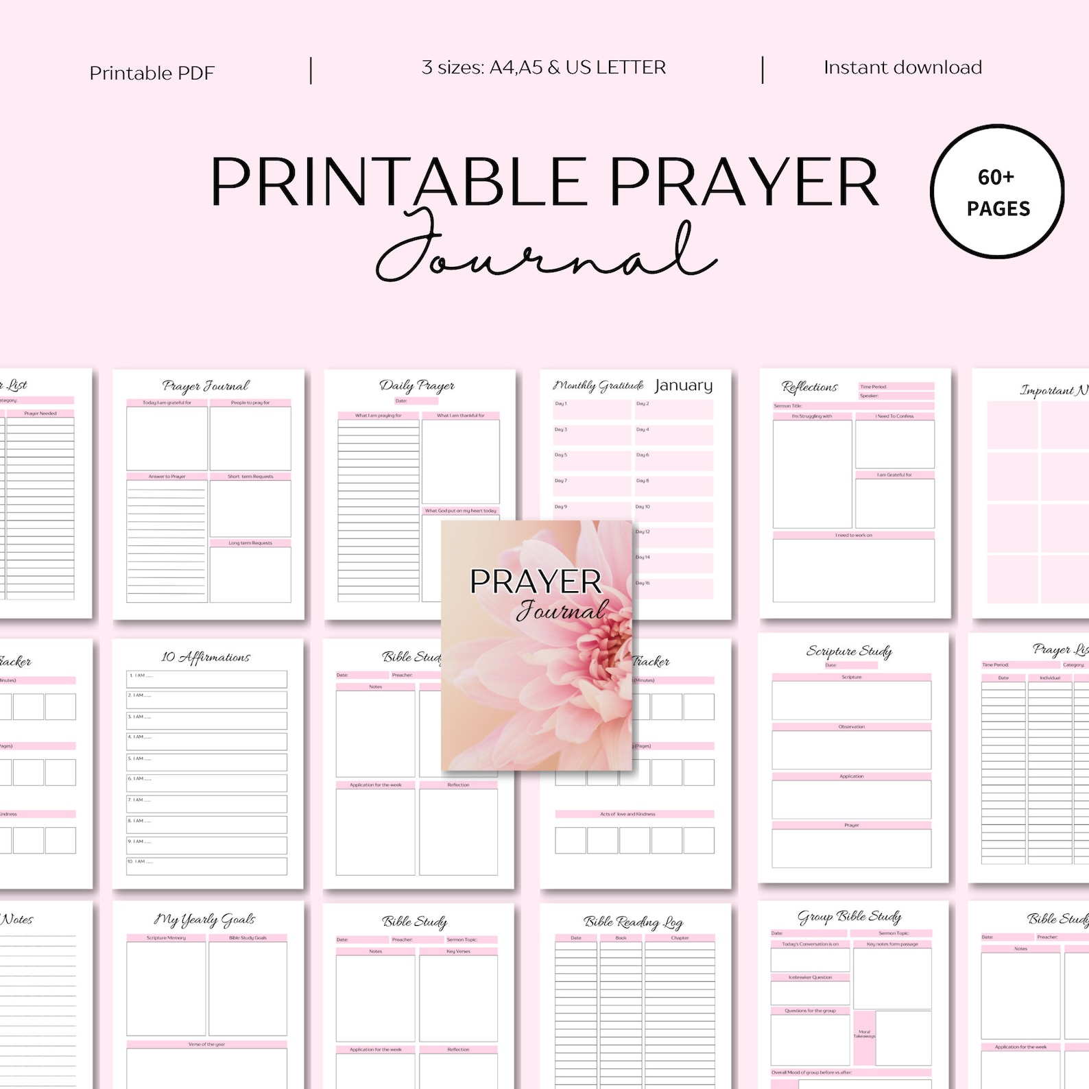 Prayer Journal Printable | Gratitude Journal | Bible Study Guide ...